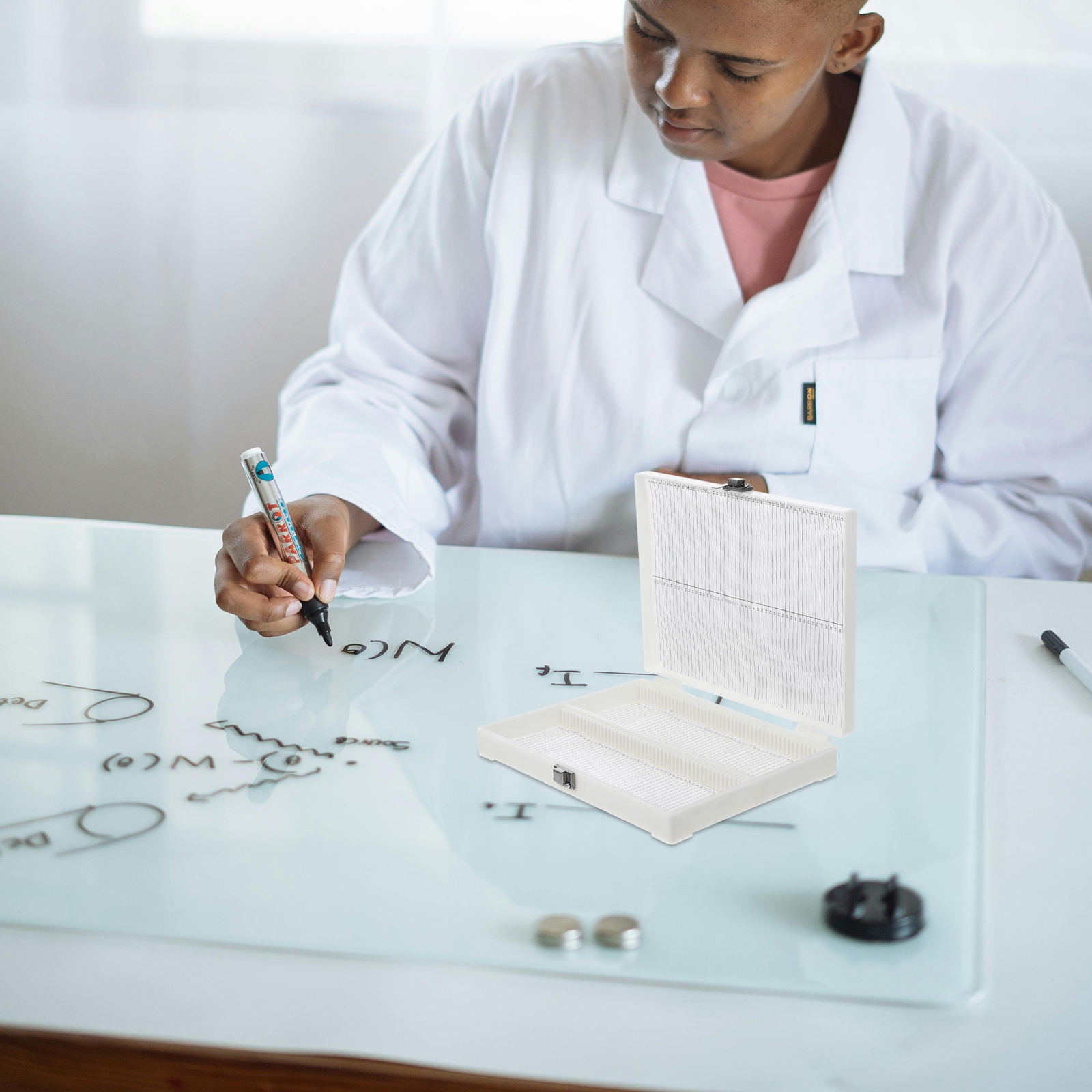 HOMEMAXS Microscope Laboratory Slide Organizer 100-slot Reusable ...