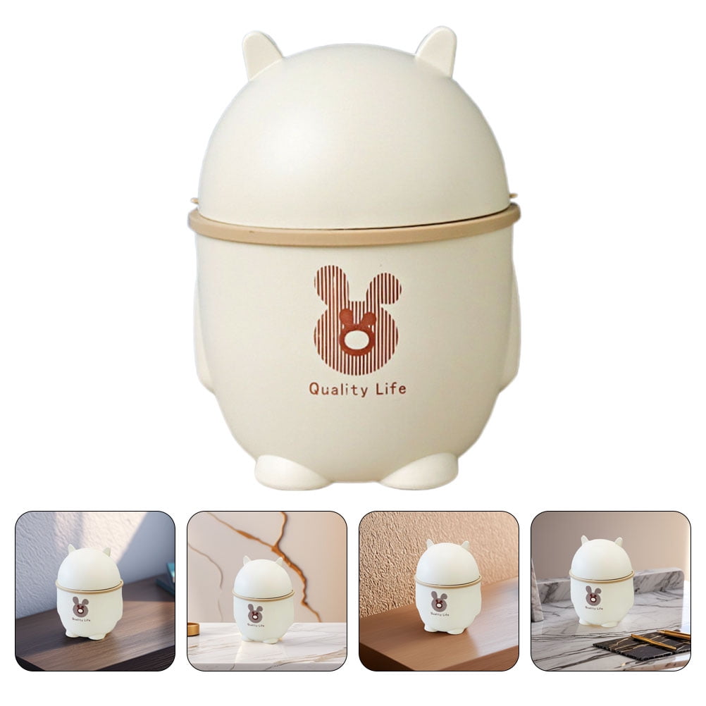 HOMEMAXS Mini Desktop Trash Can With Lid Cute Cartoon Flip Waste Bin ...