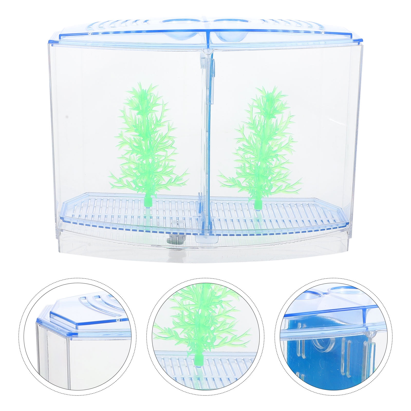 HOMEMAXS Mini Fish Tank Acrylic Blue Desktop Aquarium for Storage ...