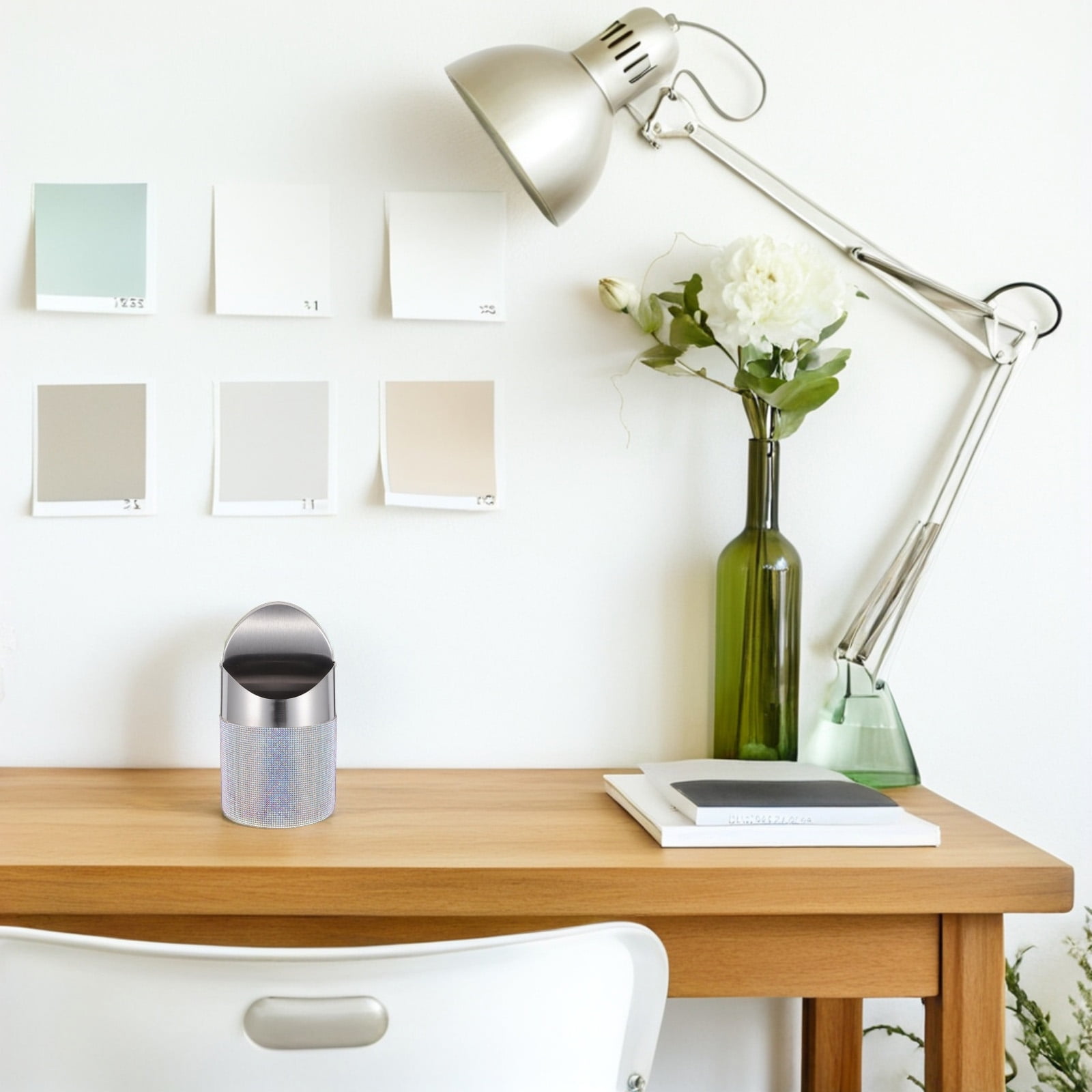 HOMEMAXS Mini Garbage Can With Flip Lid Stainless Steel Compact Size ...