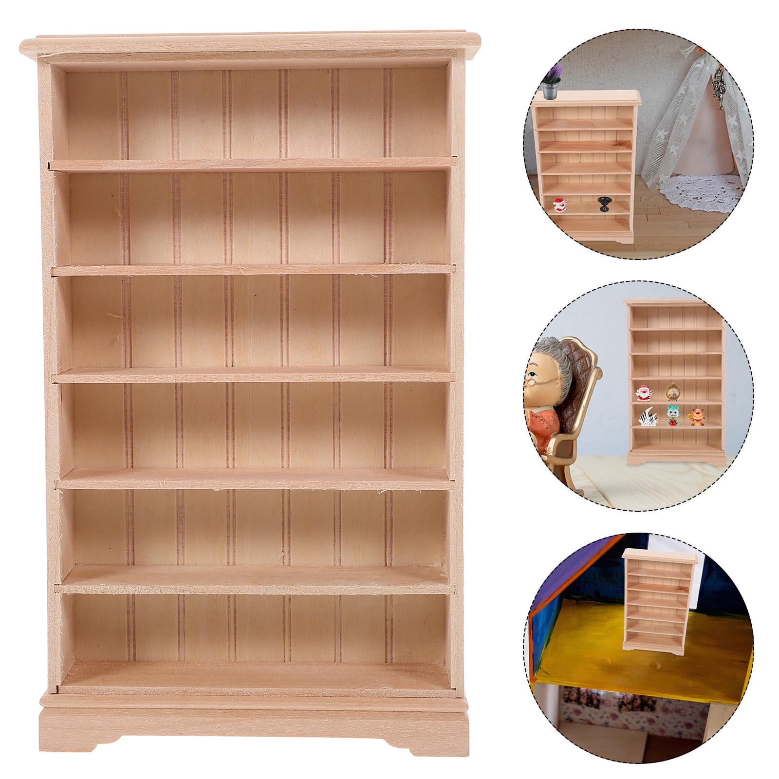 HOMEMAXS Mini House Decoration Small Wooden Bookshelf Model Doll House ...