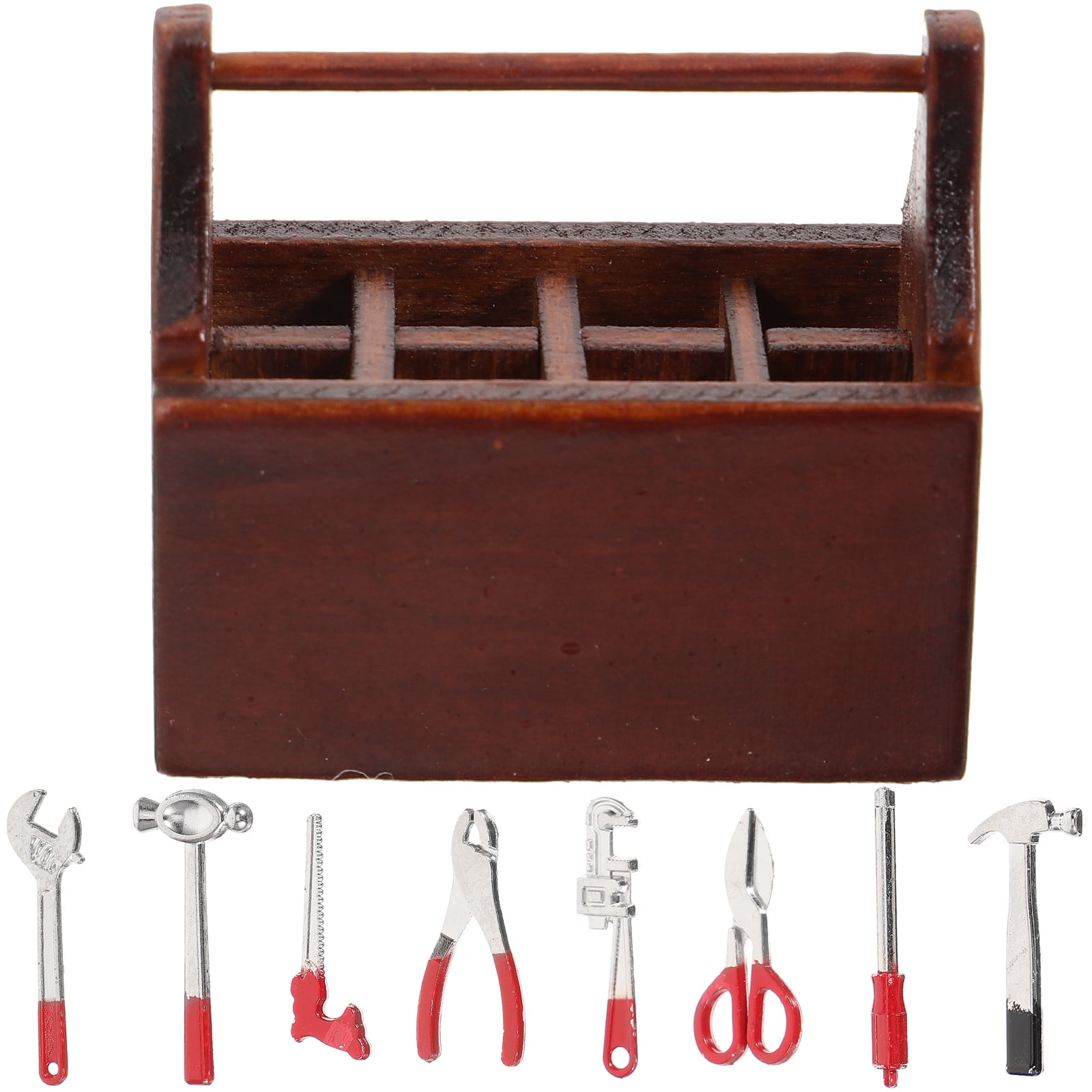 Small House Tool Set with Mini Tools Toys for Decor Light Brown Wood ...