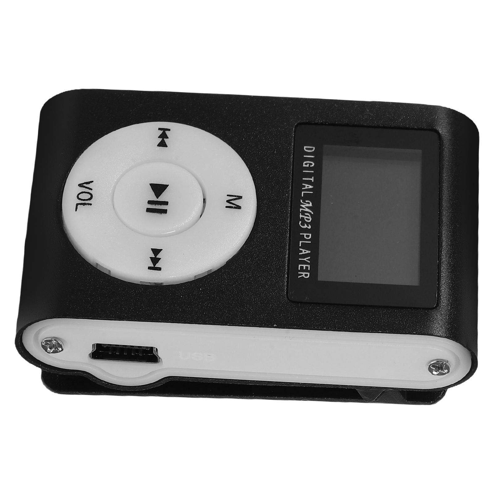HOMEMAXS Mini USB Clip MP3 Player LCD Screen Support 32GB Micro (Black ...