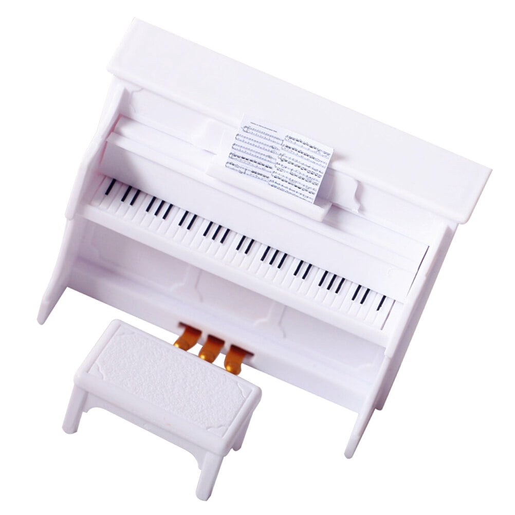HOMEMAXS Mini Upright Piano with Stool for Decoration White Plastic ...