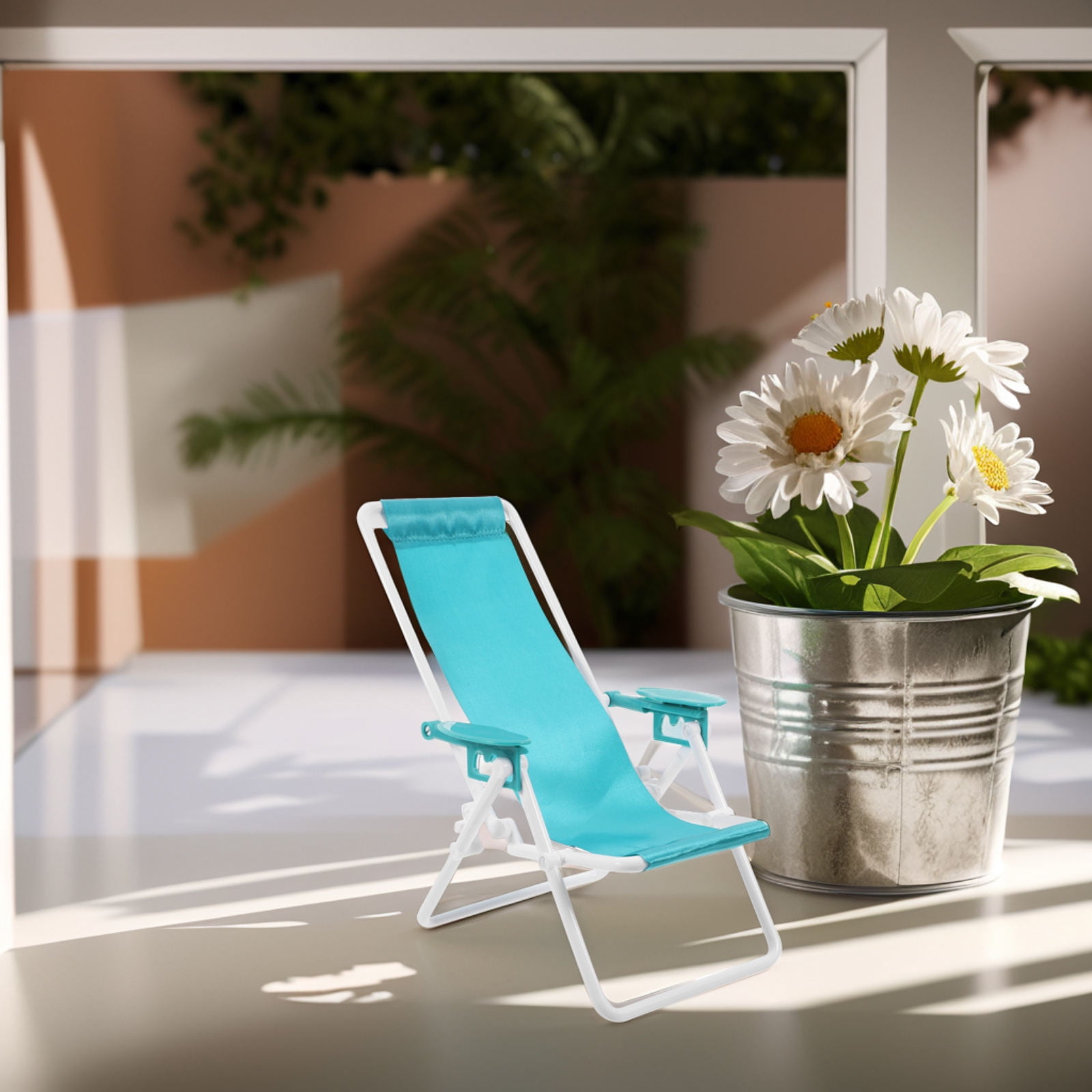 HOMEMAXS Miniature Foldable Beach Chair Dollhouse Furniture Mini Deck ...