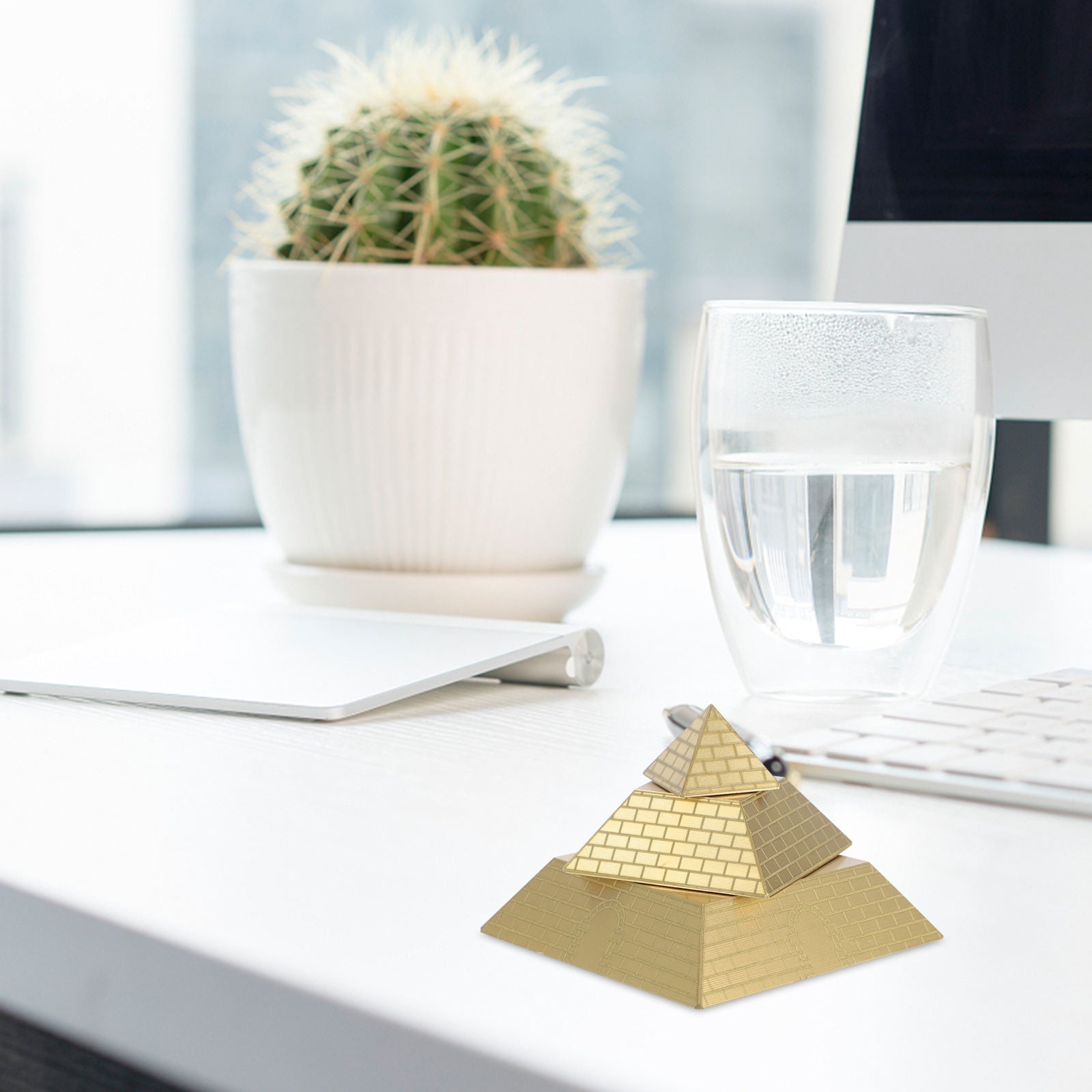 Miniature Pyramid Statue Brass Pyramid Figurine Rotating Pyramid Model ...