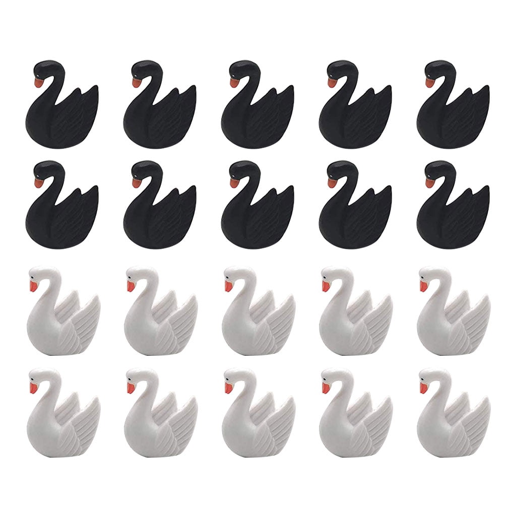 HOMEMAXS Miniature Swan Figurines for Garden Decor Made of PVC Durable ...