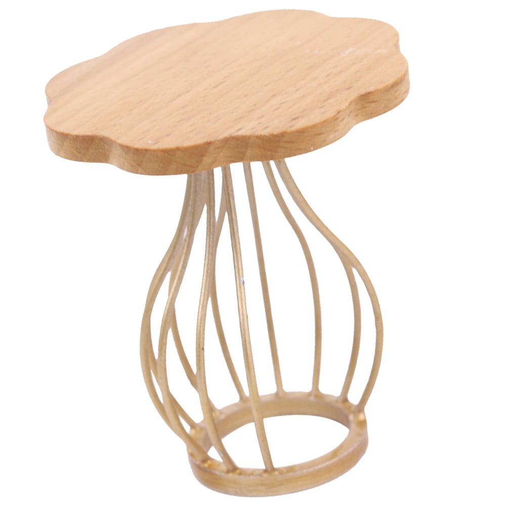 HOMEMAXS Miniature Tea Table Mini House Furniture Brown End Table for ...