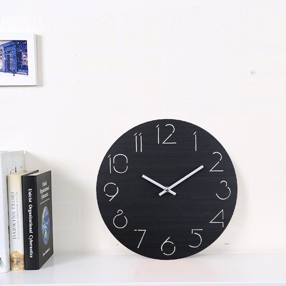 Modern Black Wall Clock for Bedroom Living Room Made of Plastic ...