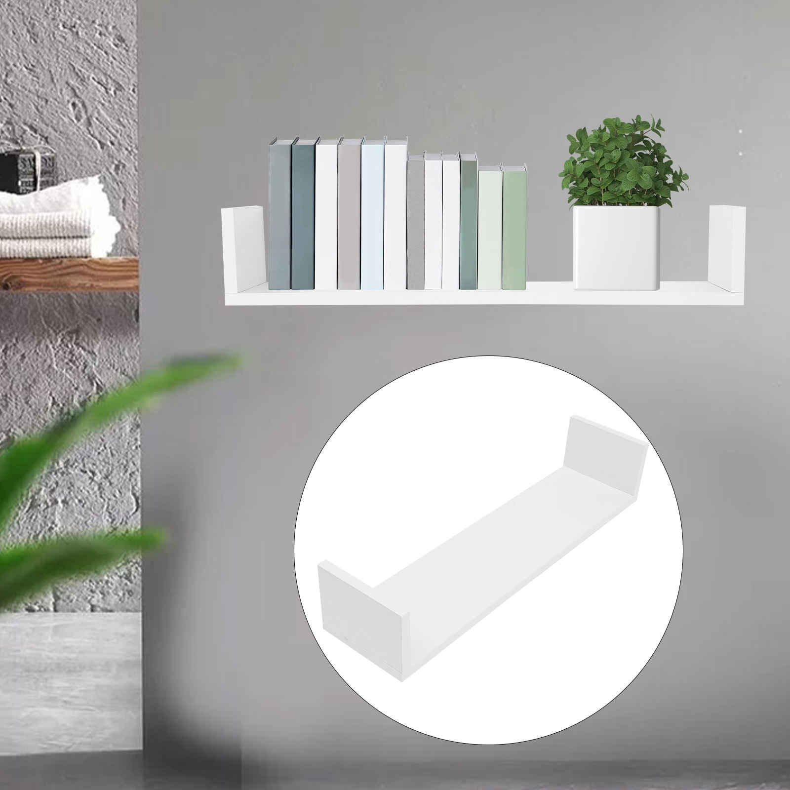 MOKKHNB Book Wall Shelf Modern U Shaped 1Pack 23.6X5.9X0.6In - Walmart.com