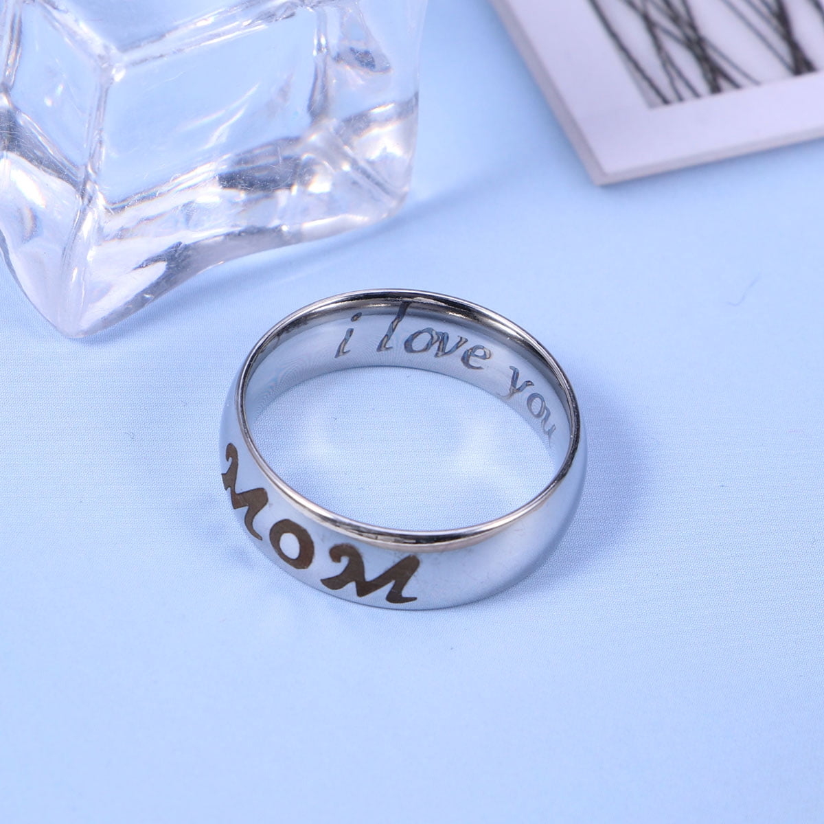 HOMEMAXS Mom Daughter Jewelry Silver Titanium Steel Promise Ring for ...