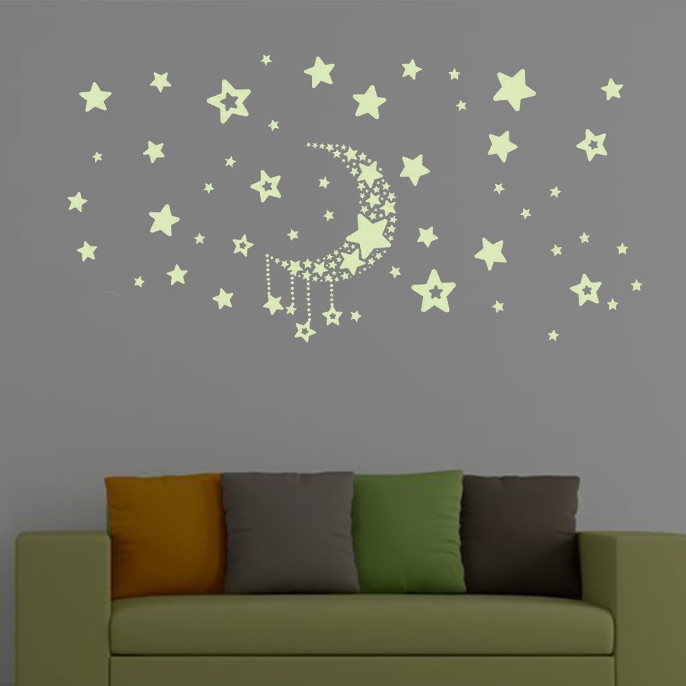 HOMEMAXS Moon Star Wall Sticker Removable Wall Decoration Mural Decals ...