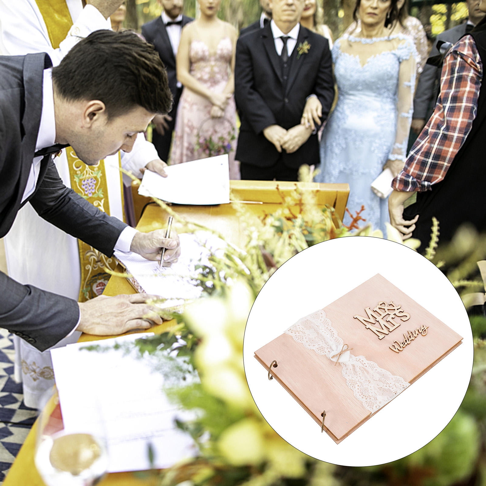 HOMEMAXS Multi Color Wooden Guest Book for Wedding Reception and Party ...