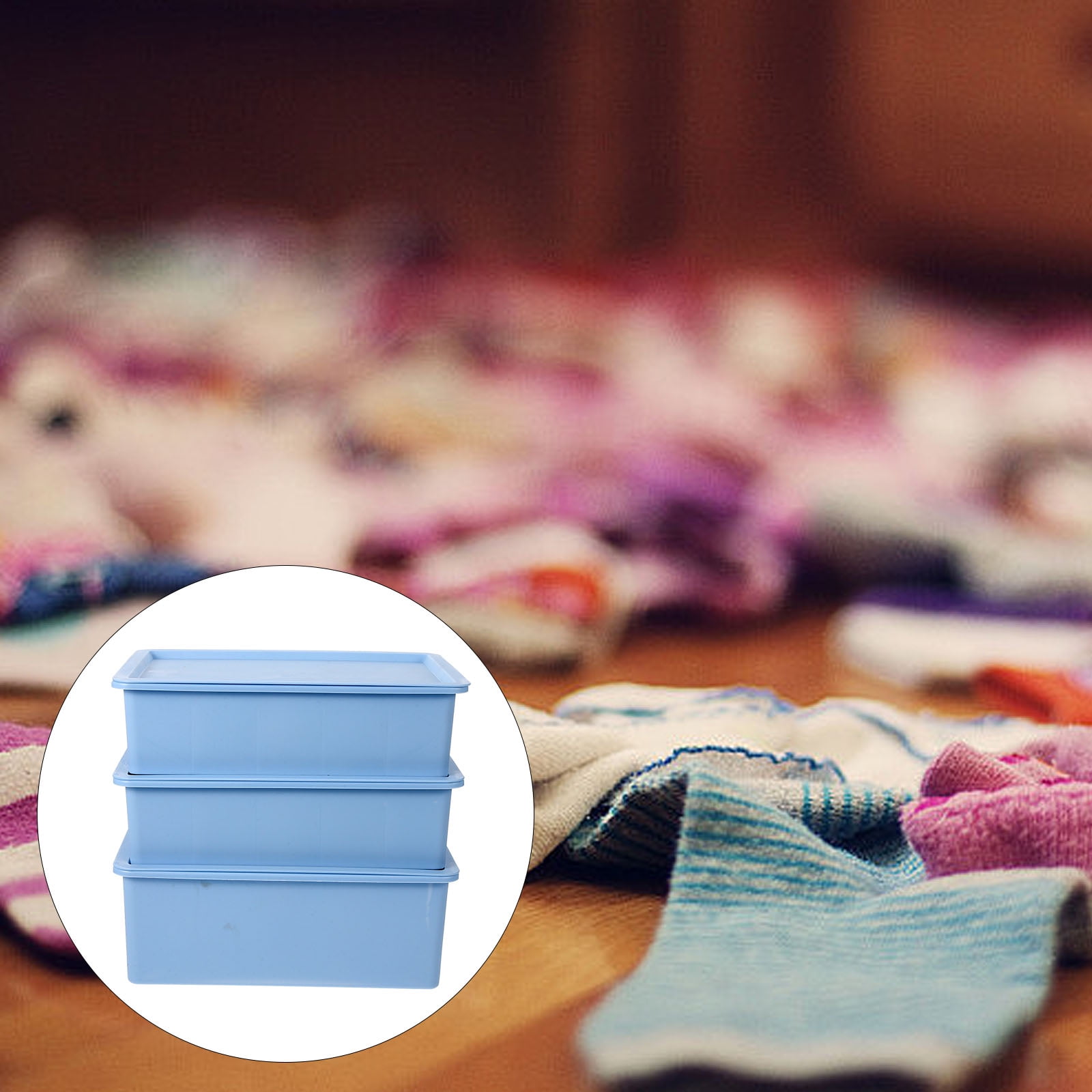 HAMPPLIES Plastic Sock Storage Box Rectangular for Adults Closet ...