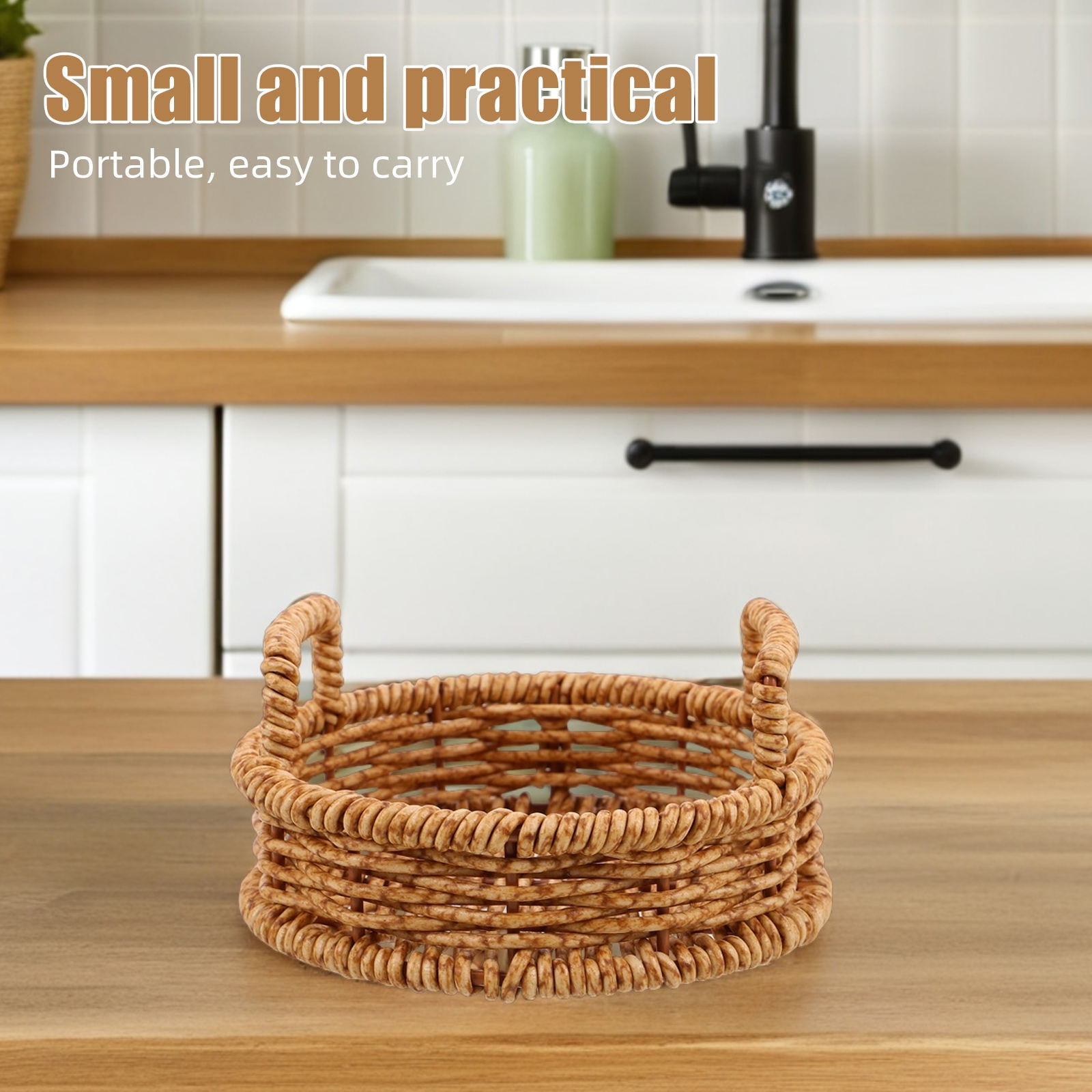 HOMEMAXS Multi-Functional Handwoven Small Bread Basket Round Fruit And ...