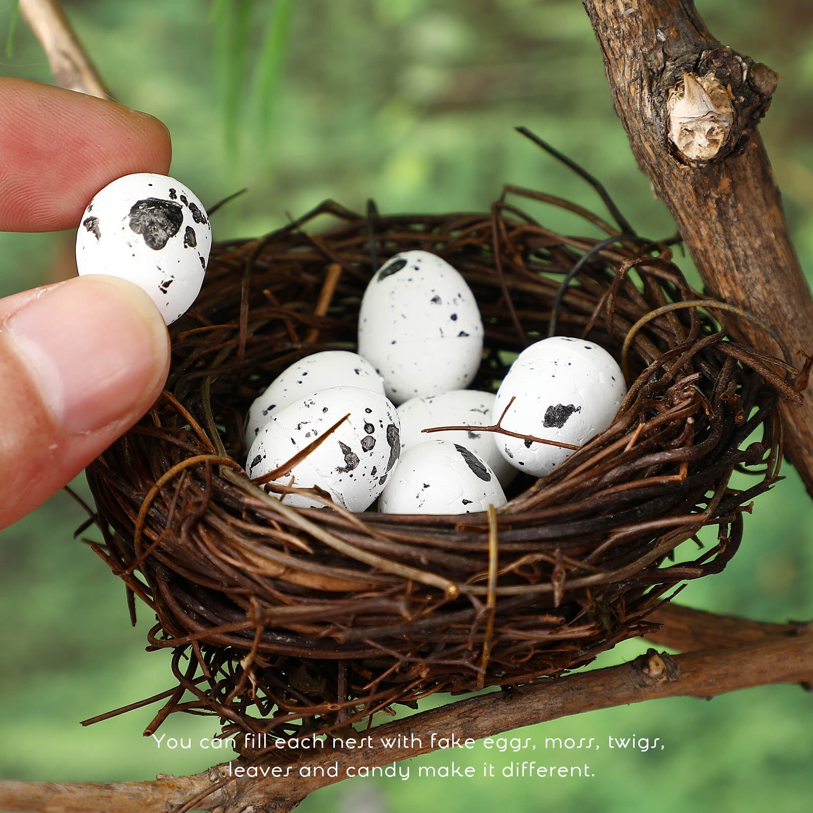 HOMEMAXS Multi Rattan Artificial Bird Nests with Eggs for Decor Craft ...