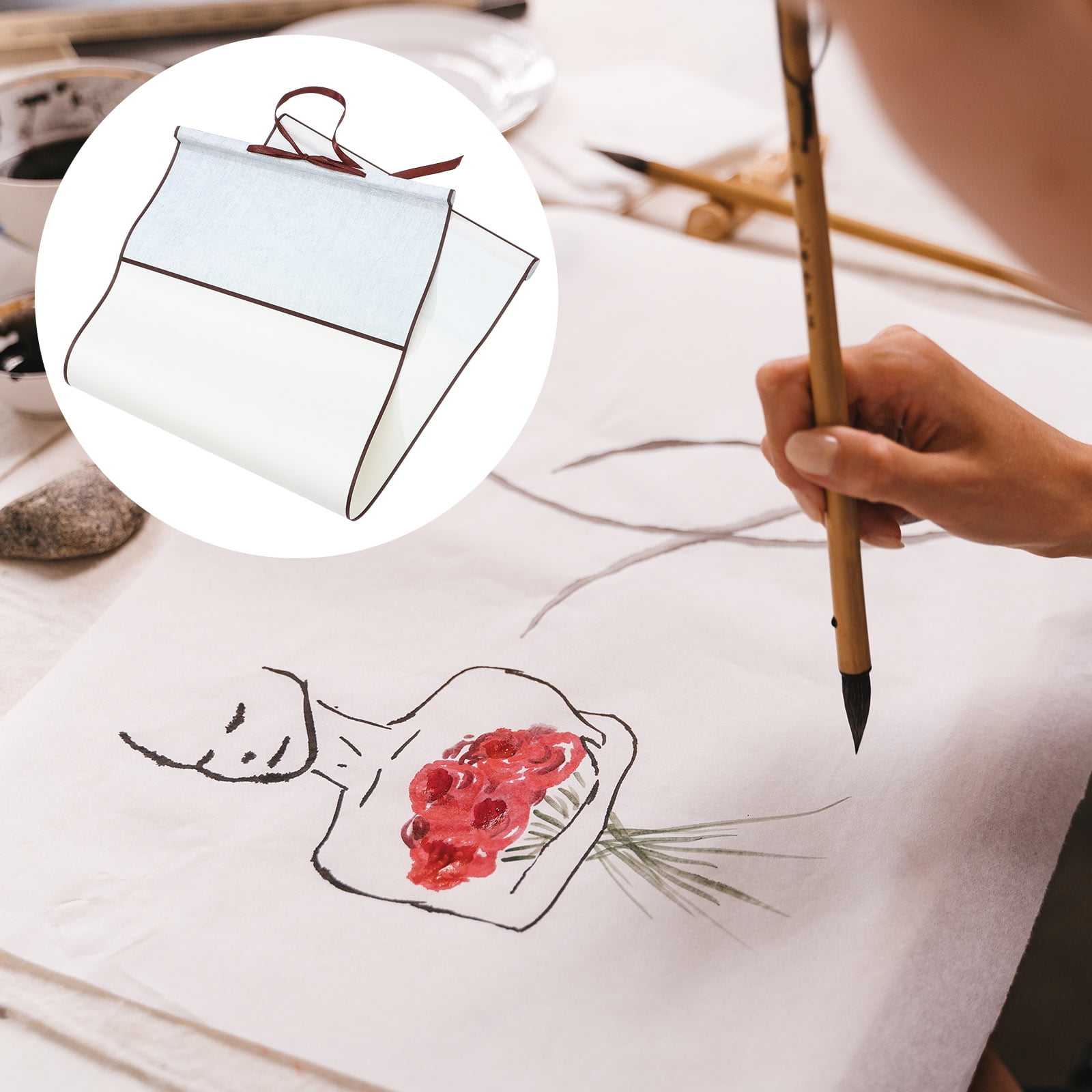 HOMEMAXS Multi-function Blank Scroll Chinese Rice Paper Poster Scrolls ...