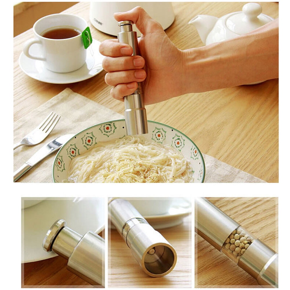 HOMEMAXS Multi-function Stainless Steel Pepper Mill Adjustable Salt and ...