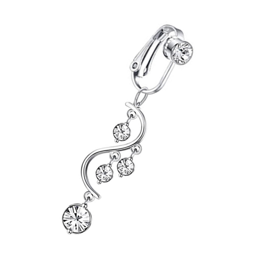 HOMEMAXS Non Piercing Belly Ring Navel Jewelry Display Holder Silver ...