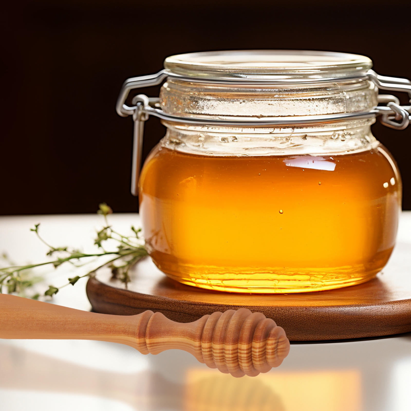 HOMEMAXS Olive Wood Honey Stick Honey Stirrings Sticks Jar Dipper Honey ...