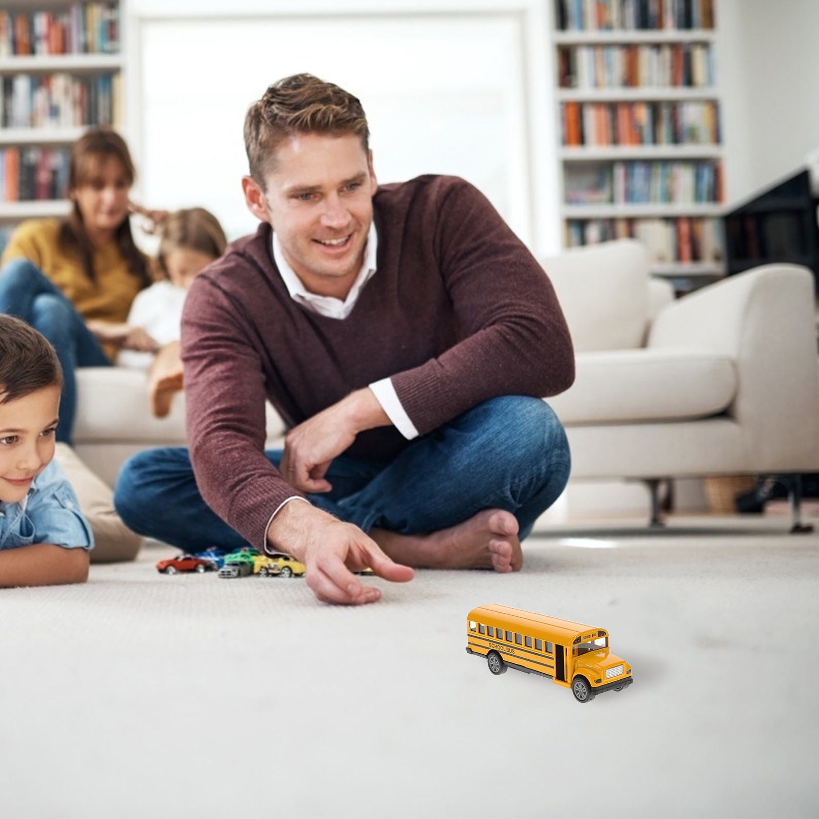 Orange Pull Back School Bus Toy Made of Alloy and Plastic for Kids to ...