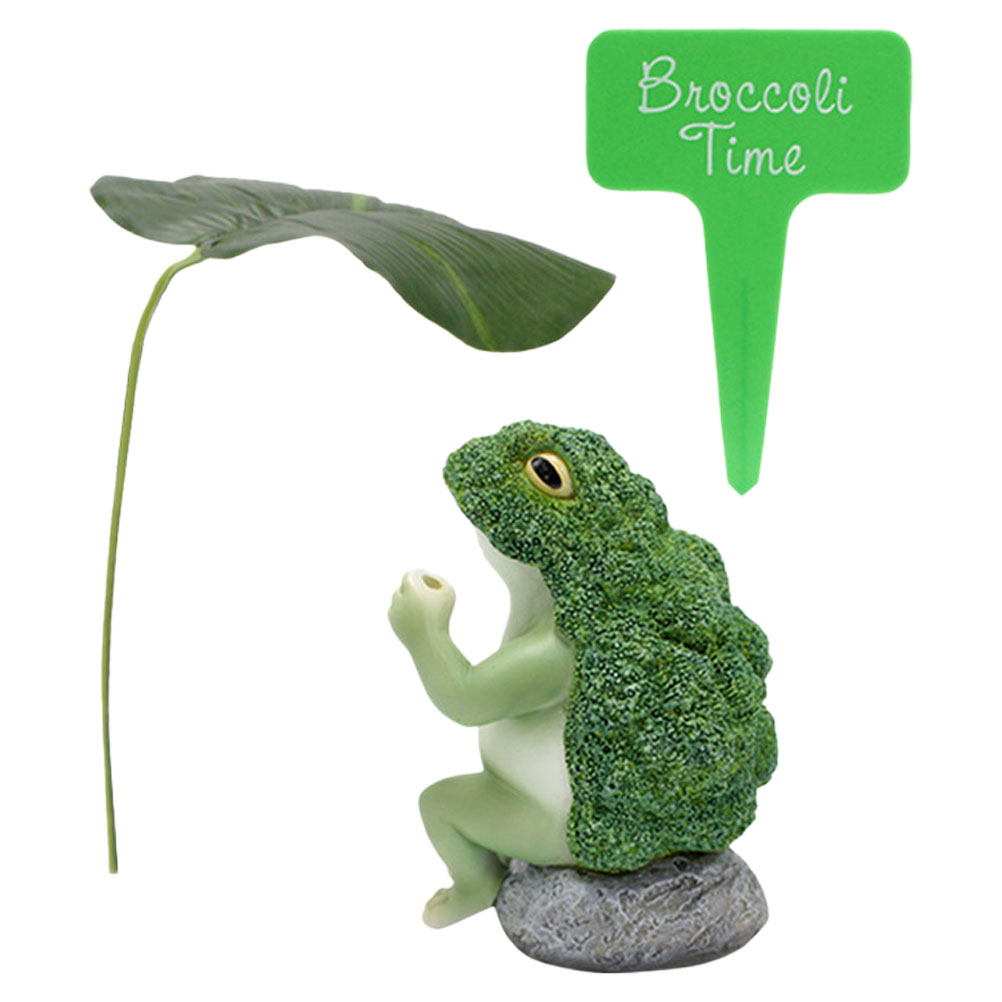 Outdoor Garden Welcome Frog Lamp Statue Broccoli Ornaments - Walmart.com