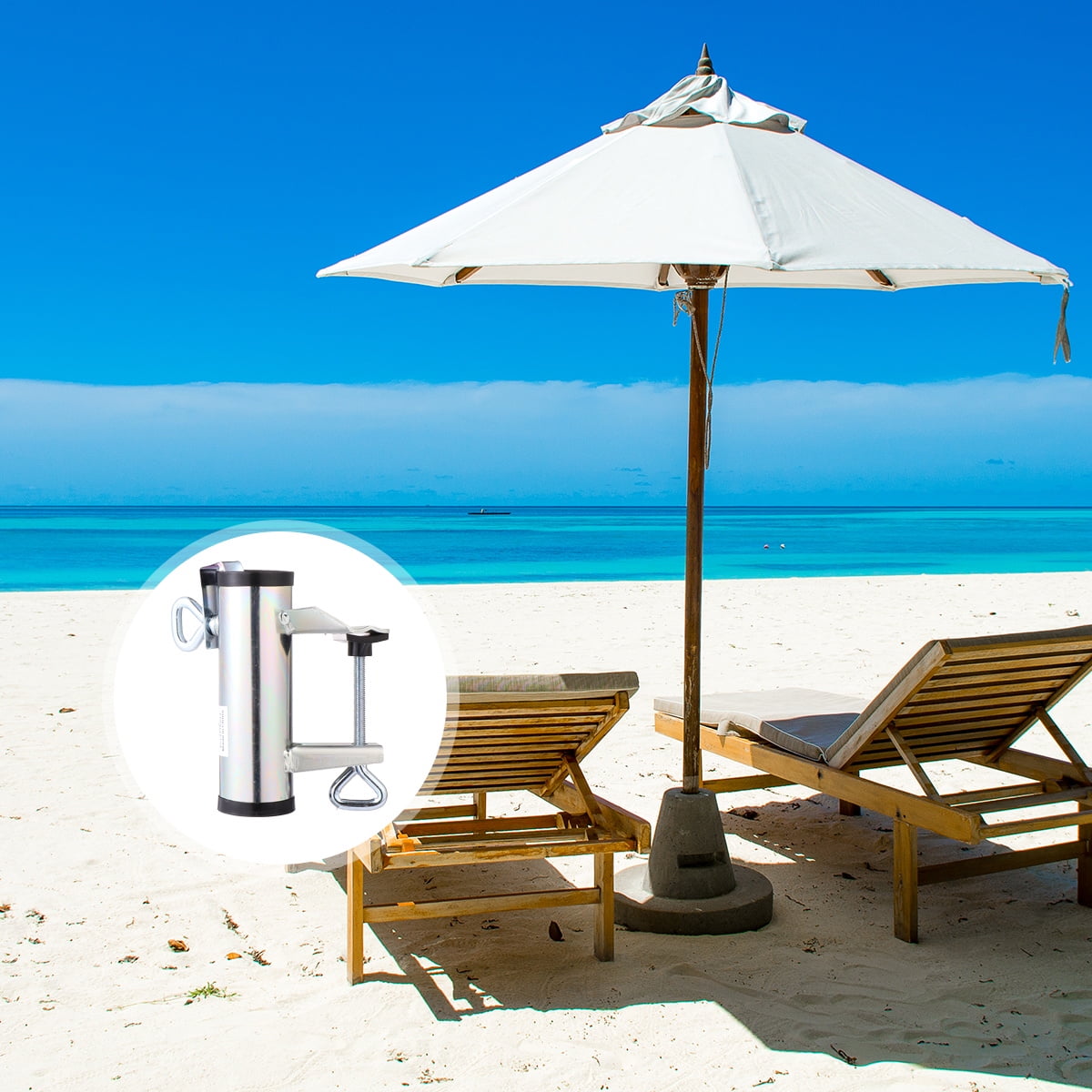 HOMEMAXS Outdoor Parasol Bracket Holder for Umbrella with Stable Clamp ...