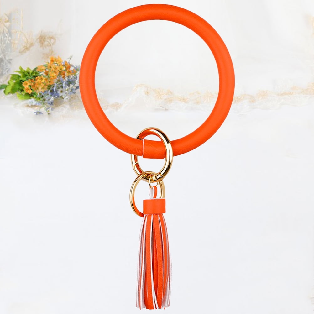 HOMEMAXS PU Fluorescence Bangle Keyring Tassel Large Circle Wristband ...