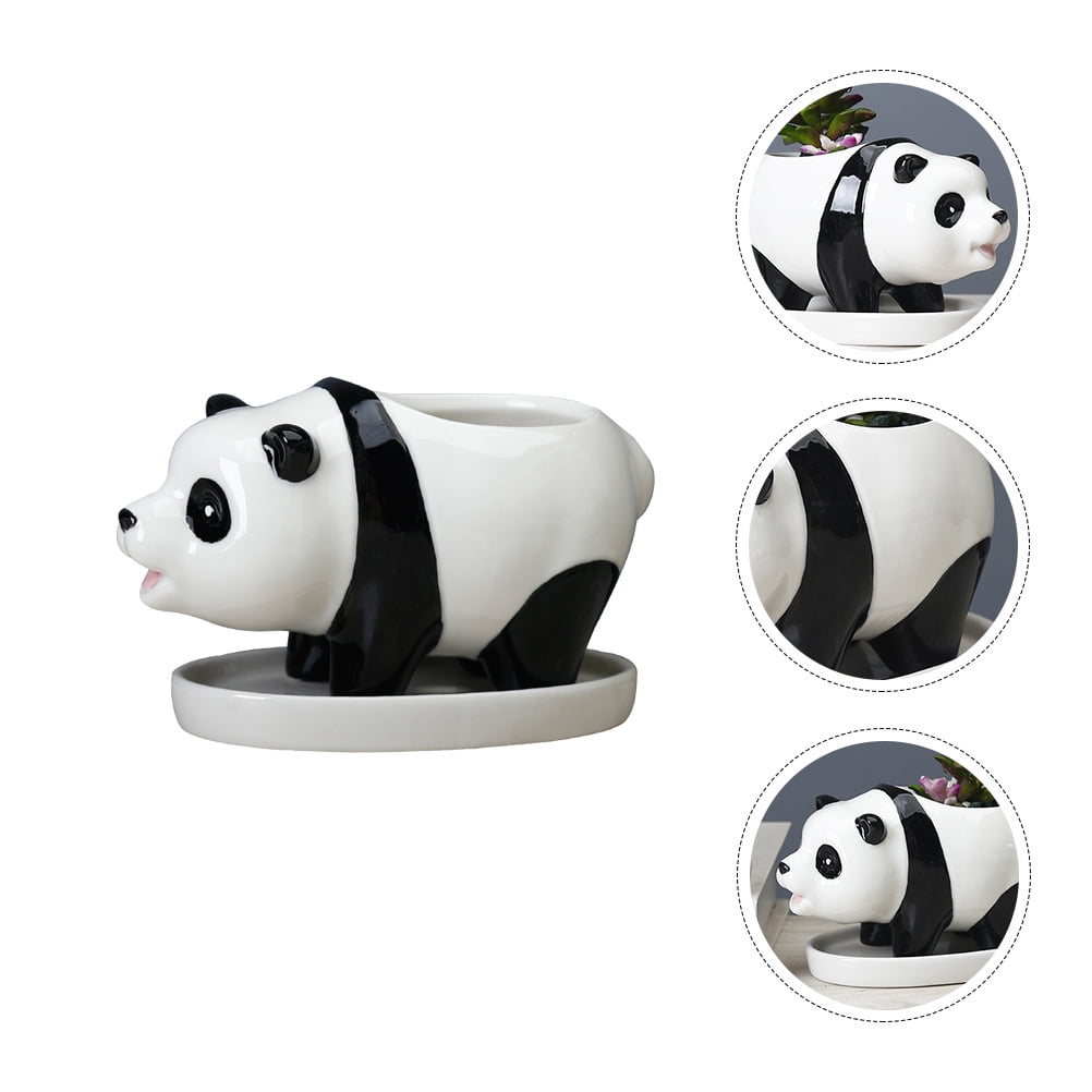 HOMEMAXS Panda Planter Panda Ceramic Flower Pot Panda Flower Pot 14.5X7 ...