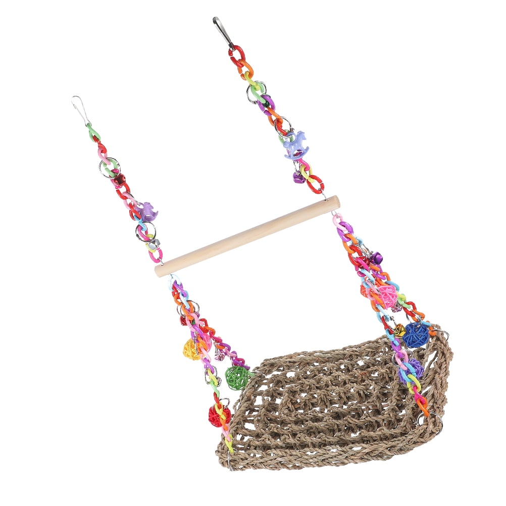 HOMEMAXS Parrot Hammock for Pets Made of Straw Woven and Wood Assorted ...