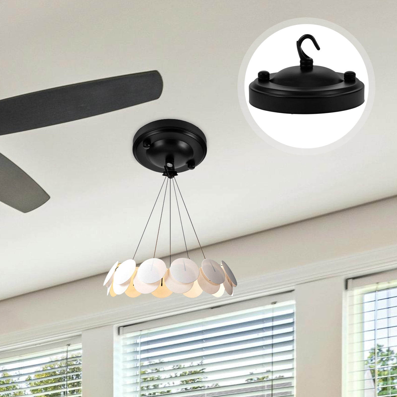 Minkissy Ceiling Canopy Kit Ceiling Light Bracket Black Zinc Alloy 1 ...