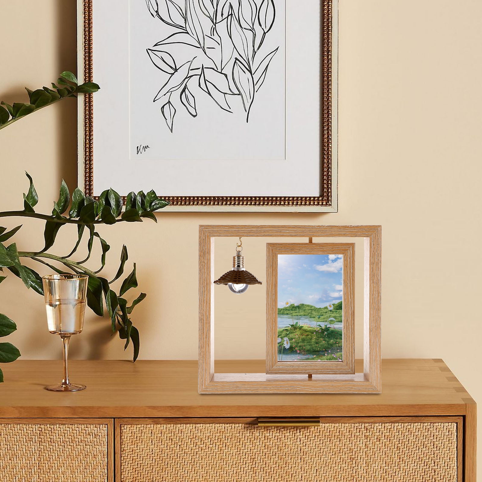 HOMEMAXS Photo Frame Rotating Wooden Decoration - Walmart.com