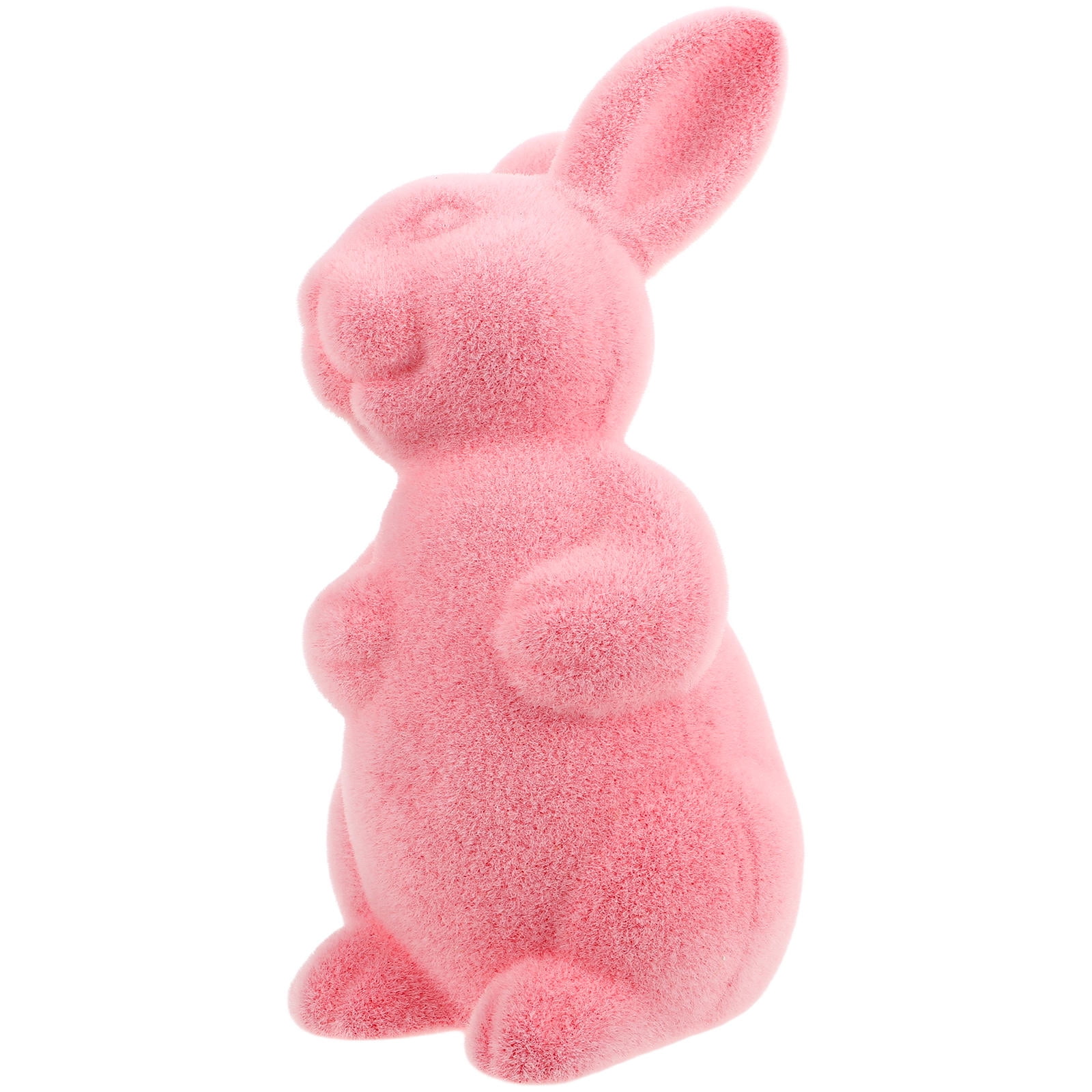 HOMEMAXS Pink Flocked Bunny Figurine Tabletop Rabbit Sculpture ...
