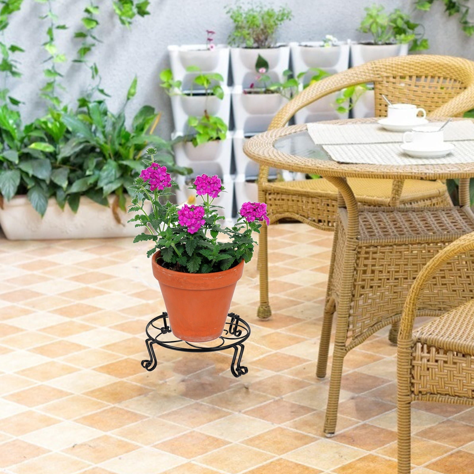 HOMEMAXS Plant Stand Movable Bonsai Iron Flower Smooth Surface Pot ...