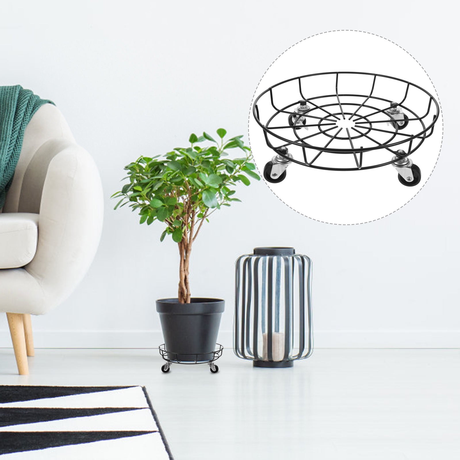 HOMEMAXS Plant Stand with Wheels Metal Planter Holder Planter Support ...