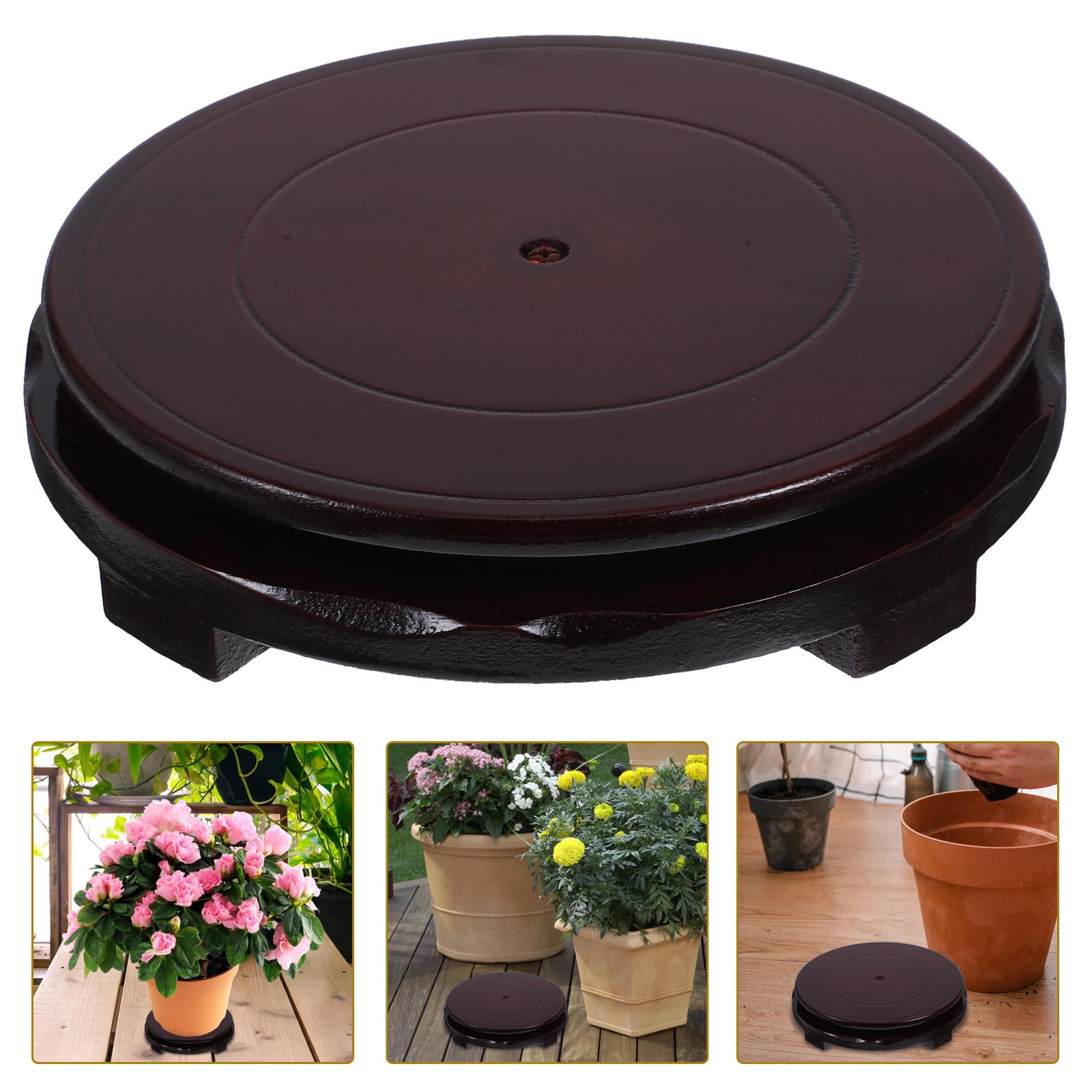 HOMEMAXS Planter Display Stand Indoor Plants Rotating Flower Pot Base ...