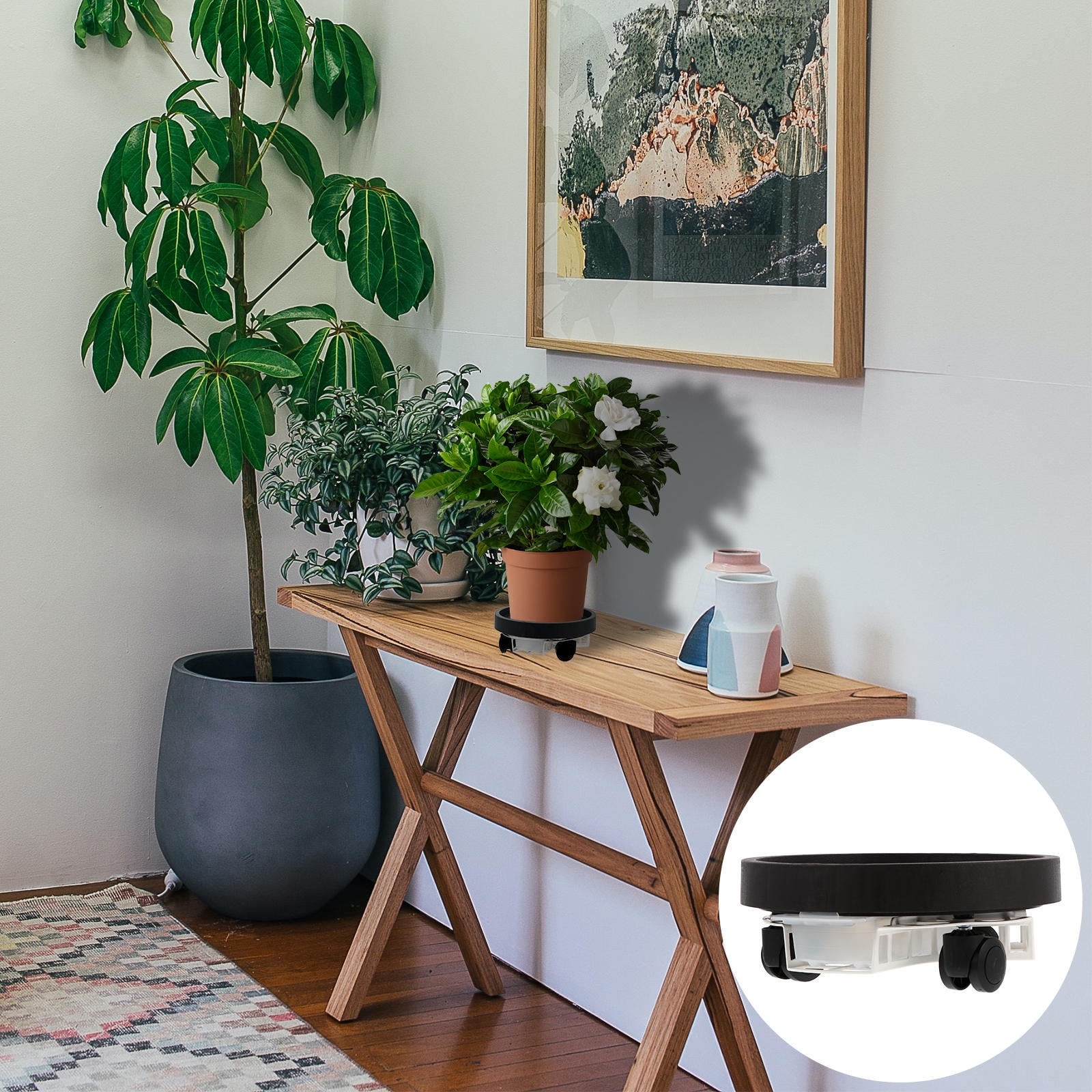 Caster Wheels Heavy Duty Pots Casters Plant Shelf Indoor Black ...