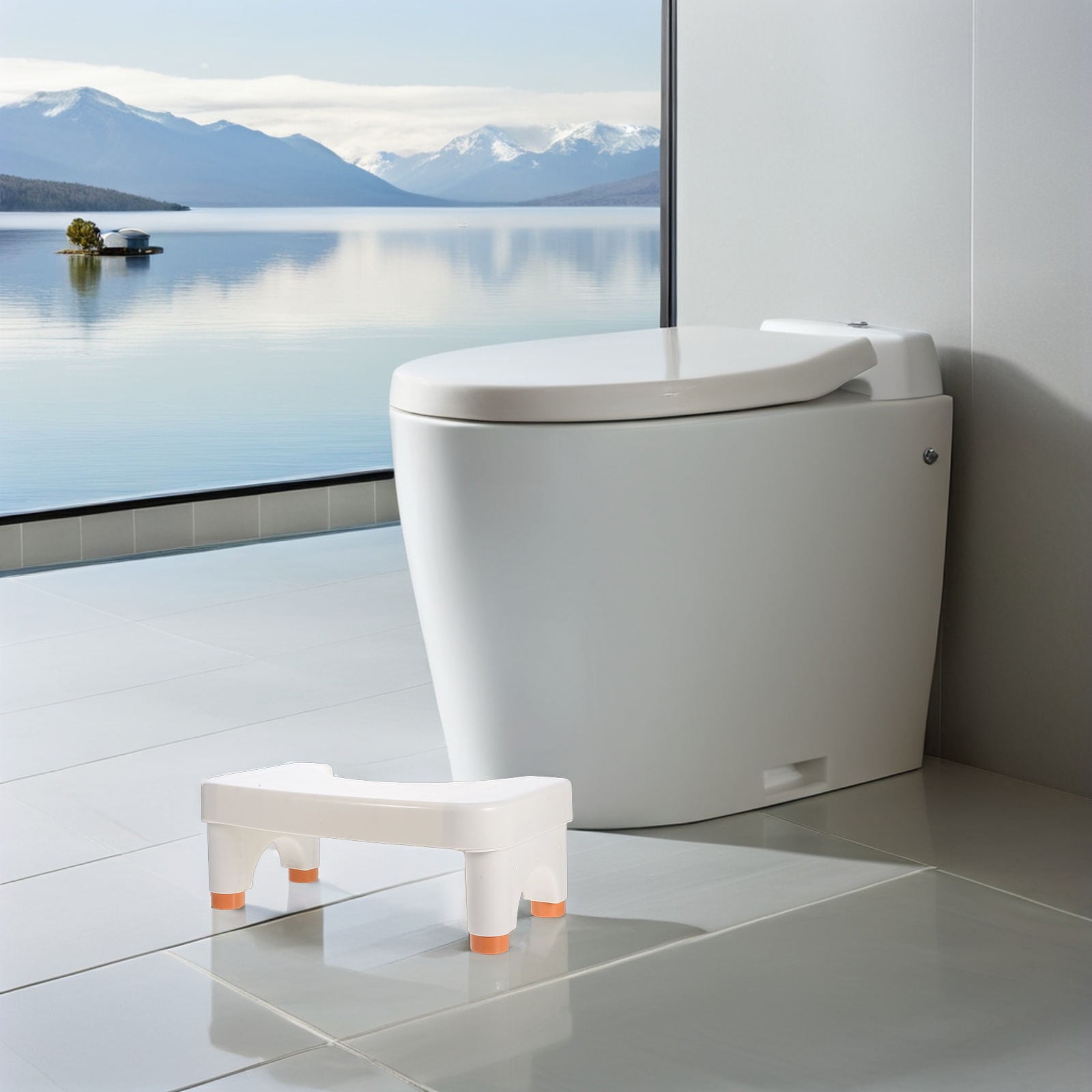 HOMEMAXS Plastic Toilet Stool Potty Stool Bench Adjustable Height For ...