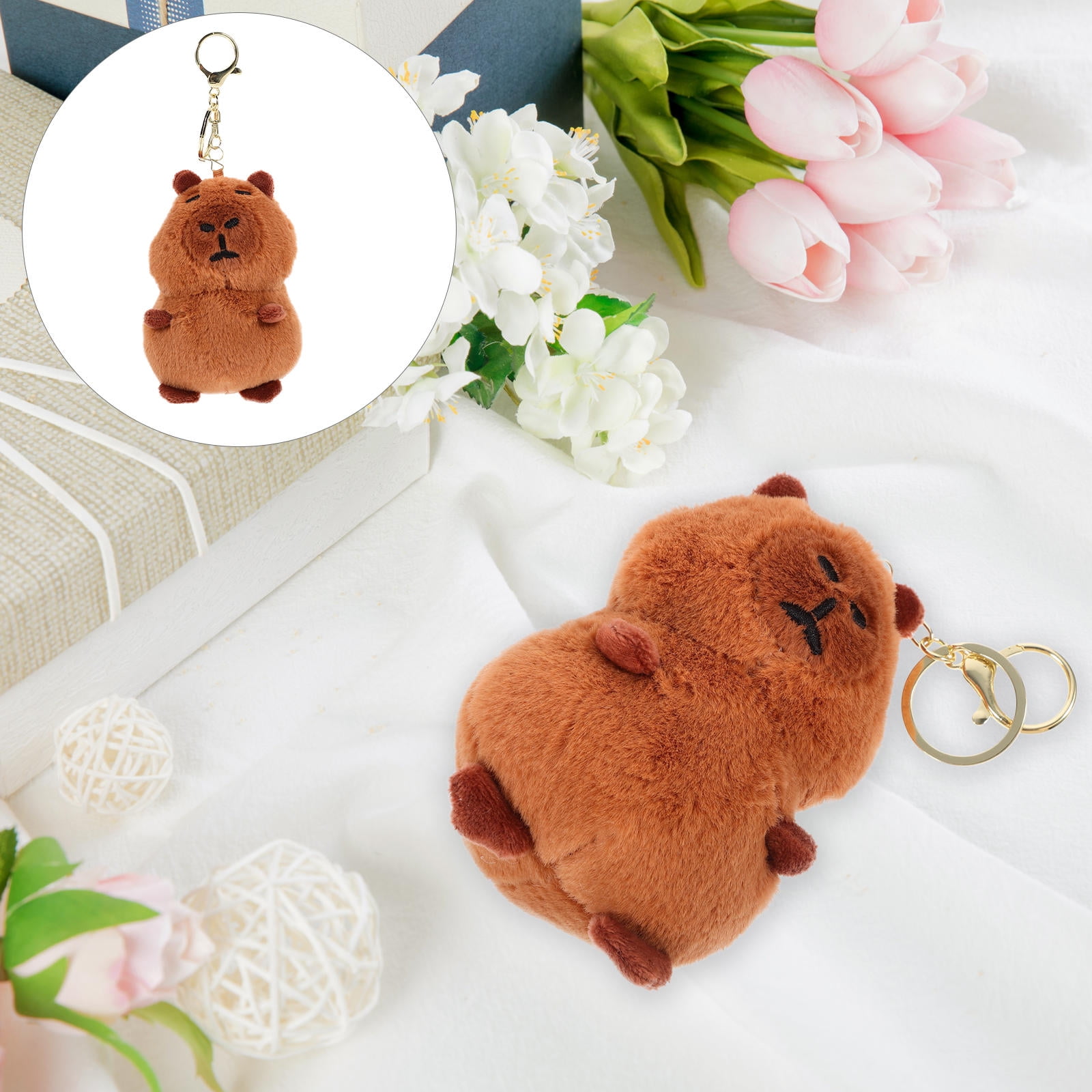 Plush Capybara Pendant Lovely Keychain Stuffed Capybara Adorn Plush Key ...
