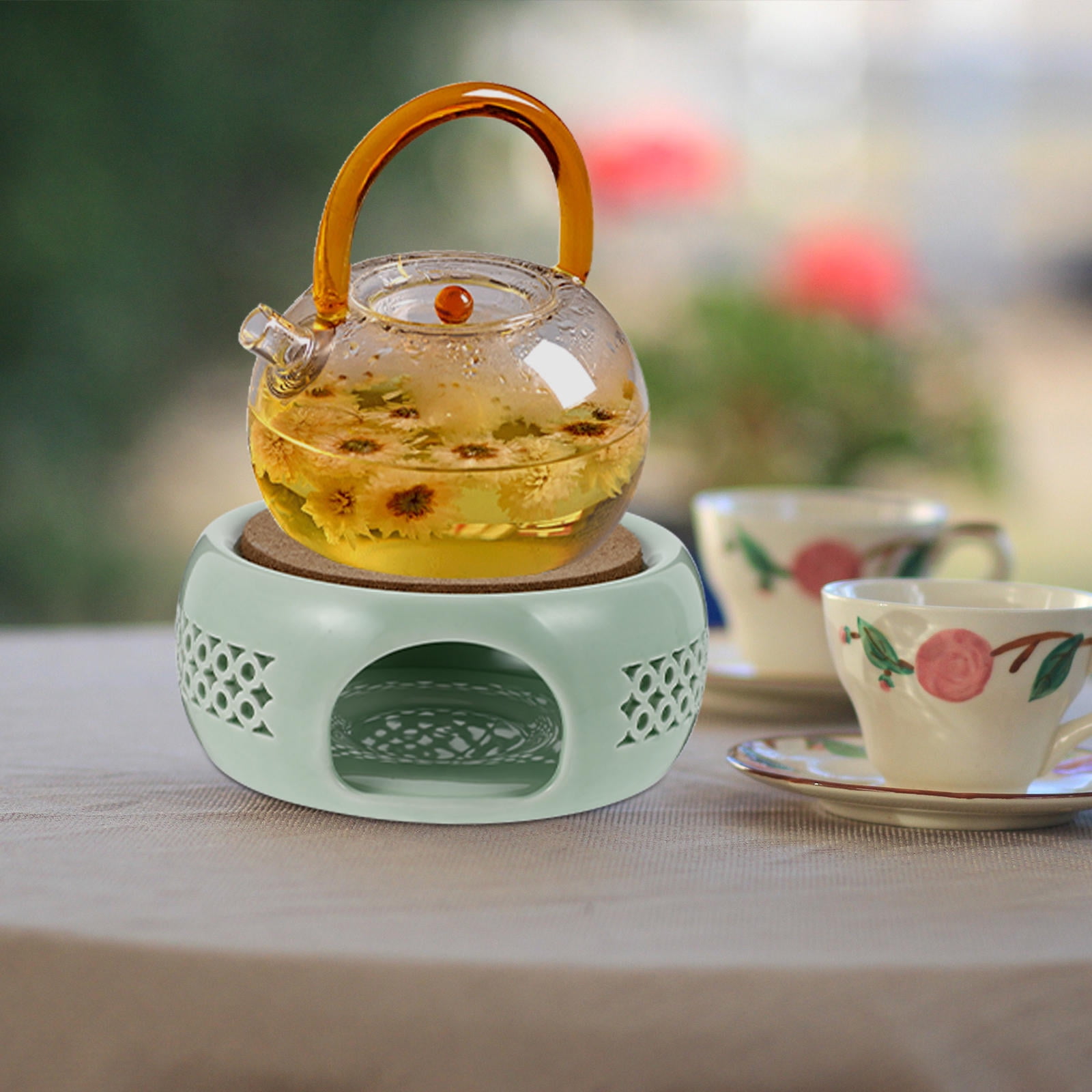 HOMEMAXS Porcelain Tea Warmer Stoneware Heating Tool Teapot Make ...