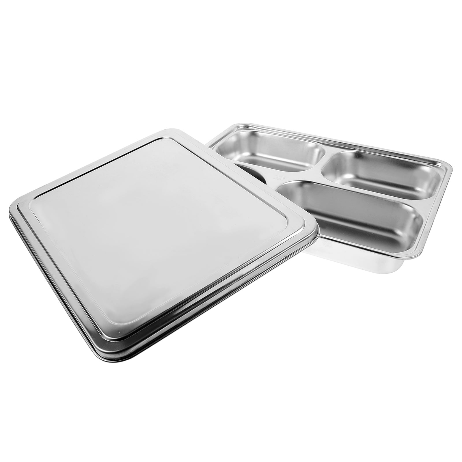 HOMEMAXS Portion Control Plate Stainless Steel Dinner Child Student ...
