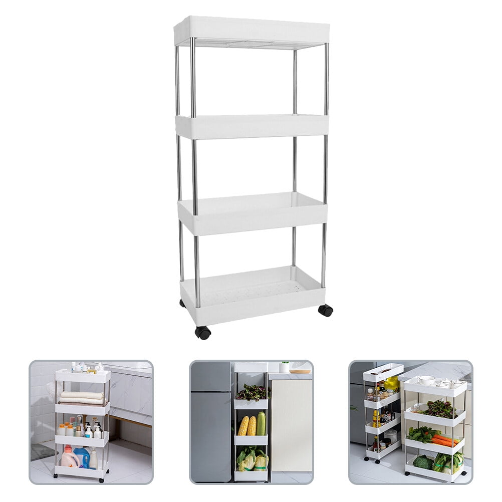HOMEMAXS Practical 4-Tier Slim Storage Cart Mobile Shelving Unit ...