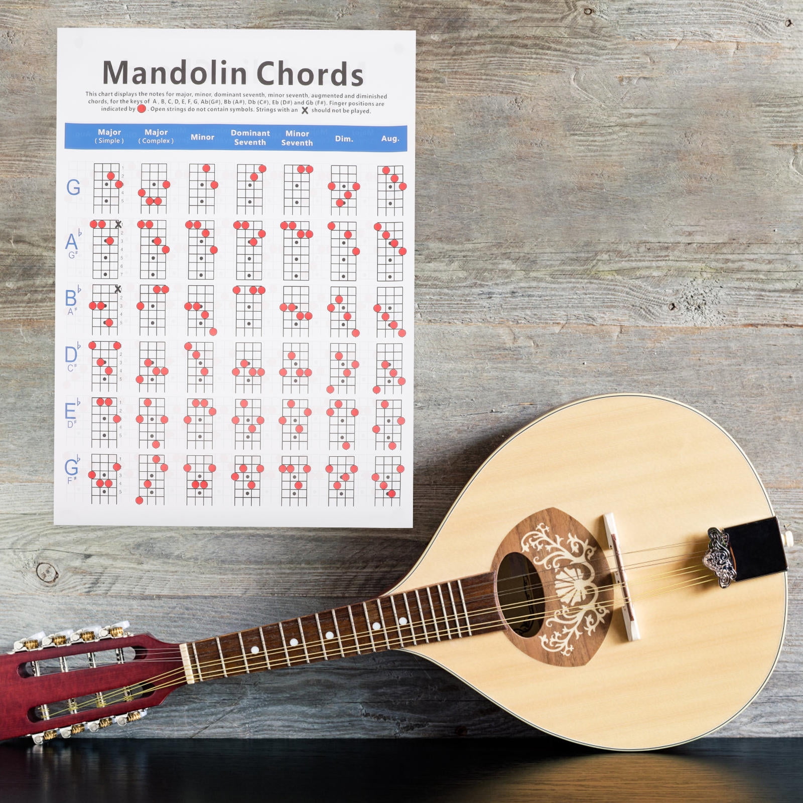 HOMEMAXS Practical Mandolin Finger Guide Chart Useful Mandolin Chord ...