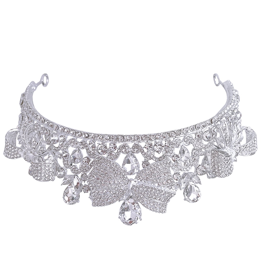HOMEMAXS Elegant Silver Rhinestone Tiara for Bride Wedding Headpiece ...