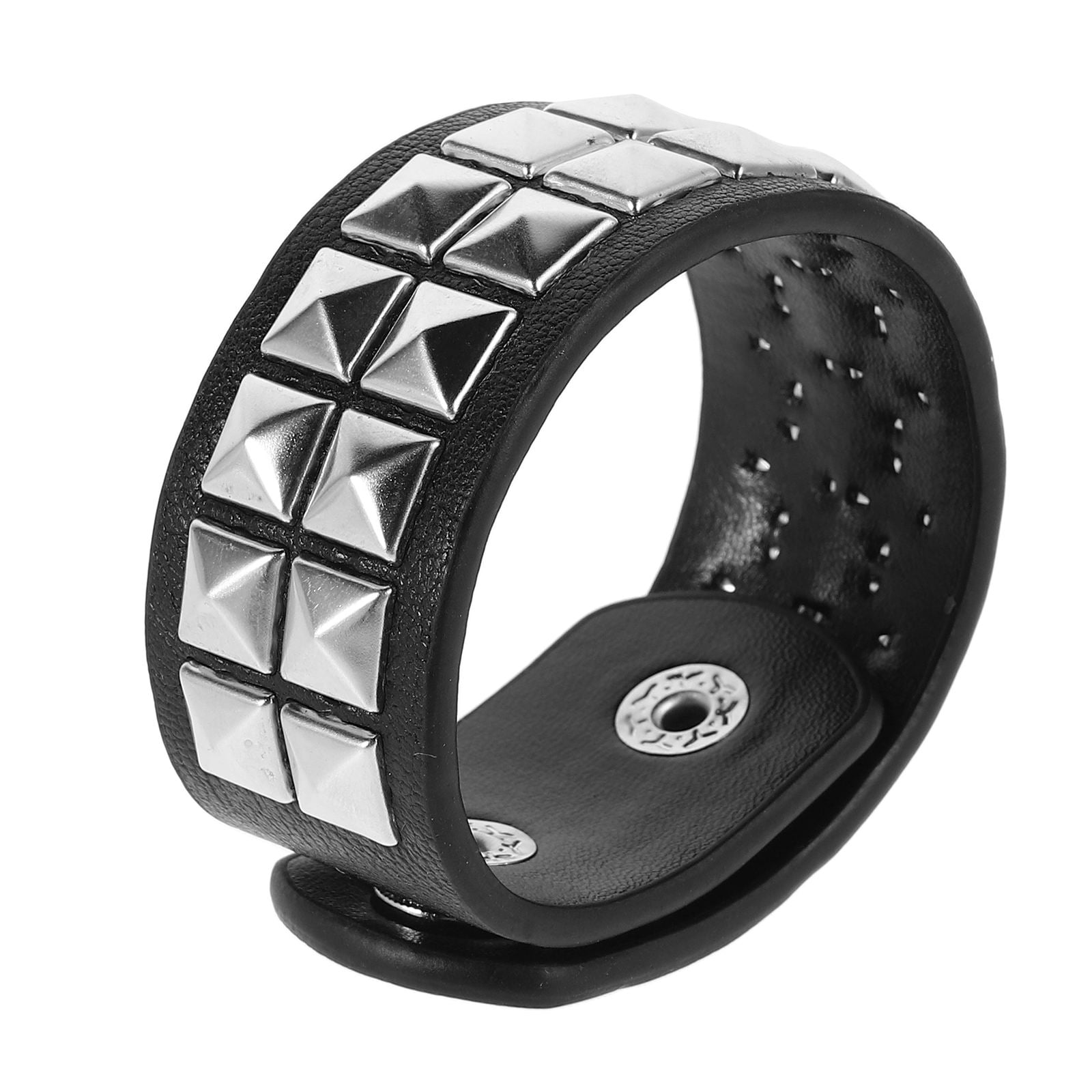 HOMEMAXS Punk Goth PU Fake Leather Bracelet Studded Spike Rivet Buckle ...