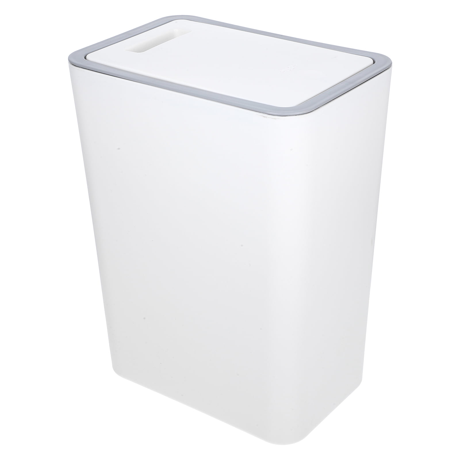 HOMEMAXS Push Trash Can Kitchen Bin Small with Lid Garbage Office Beige ...