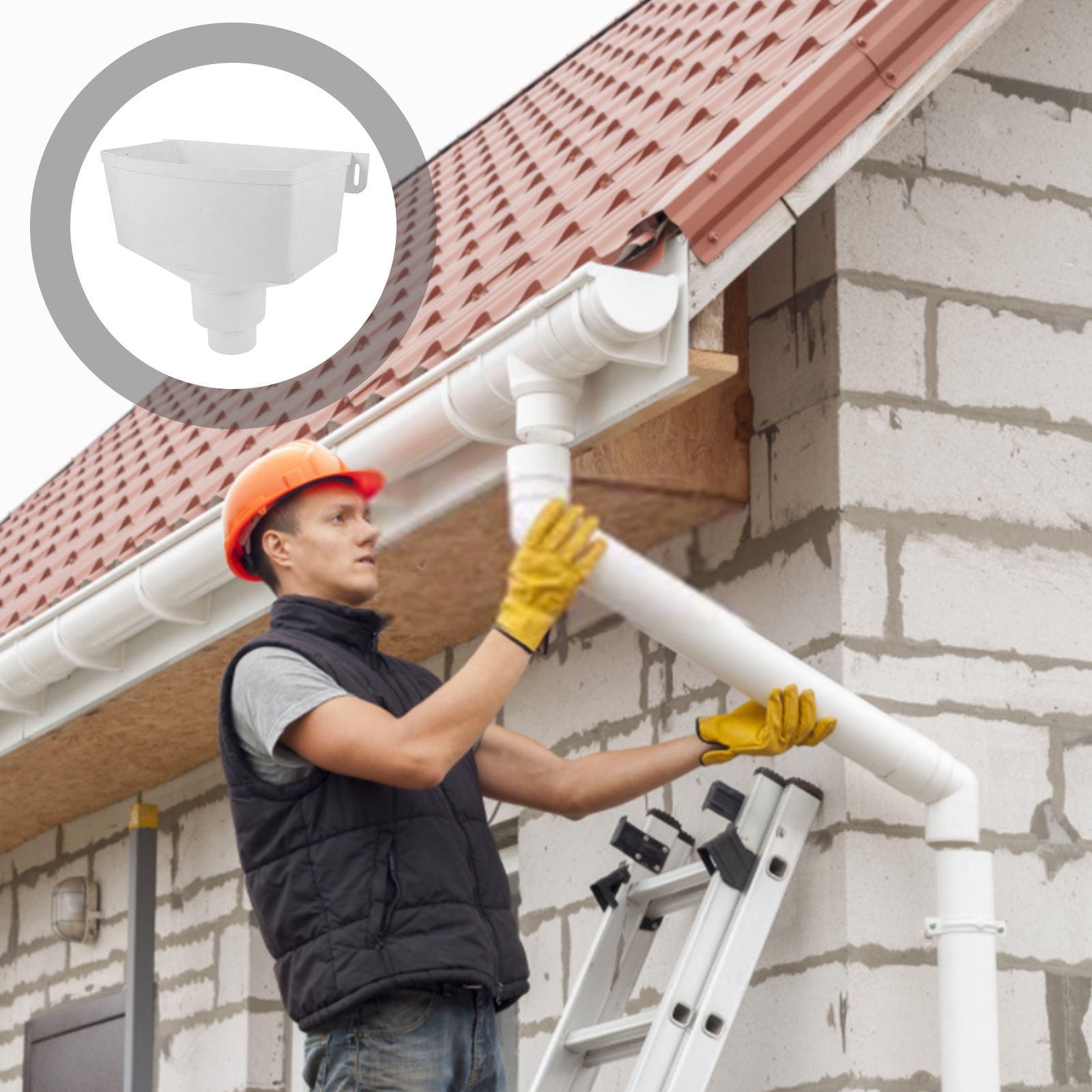 HOMEMAXS Rainwater Collection Barrel Water Diverter Plastic Rain Gutter ...