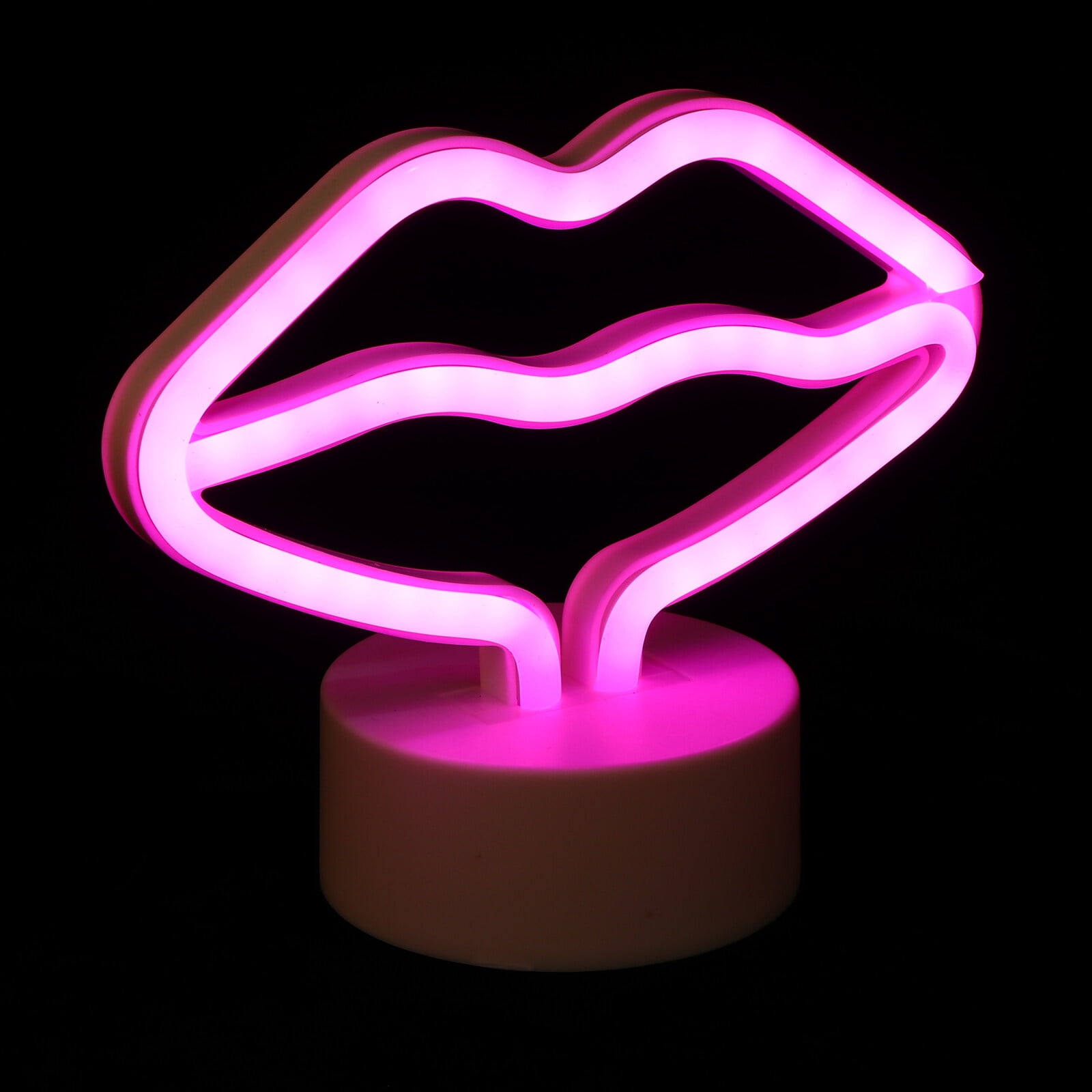 HOMEMAXS Red Lips Neon Decor Fluorescent Lights Desk Lamps Table White ...
