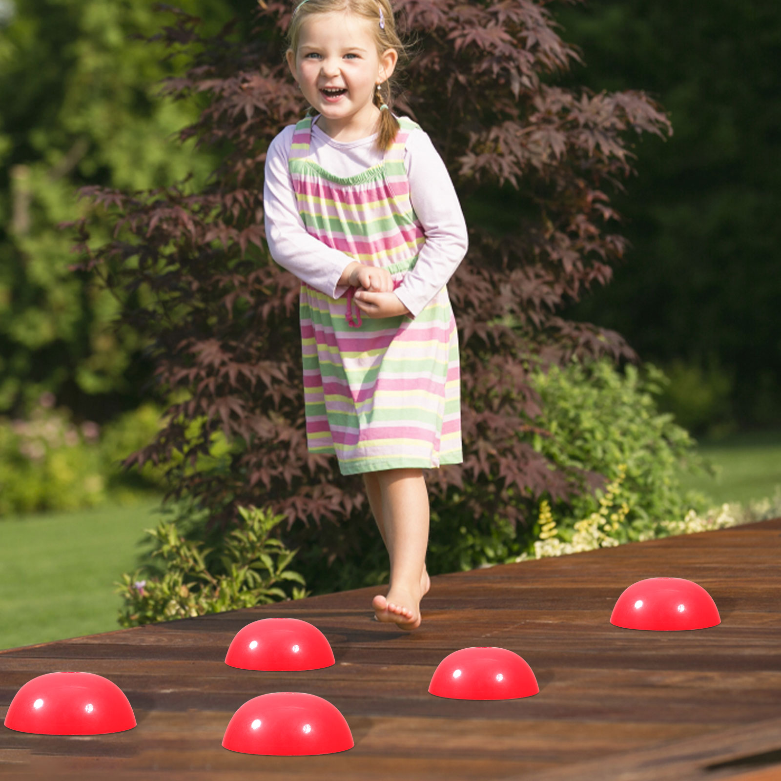 HOMEMAXS Red Plastic Half Balancing Ball for Kids Yoga and Massage with ...