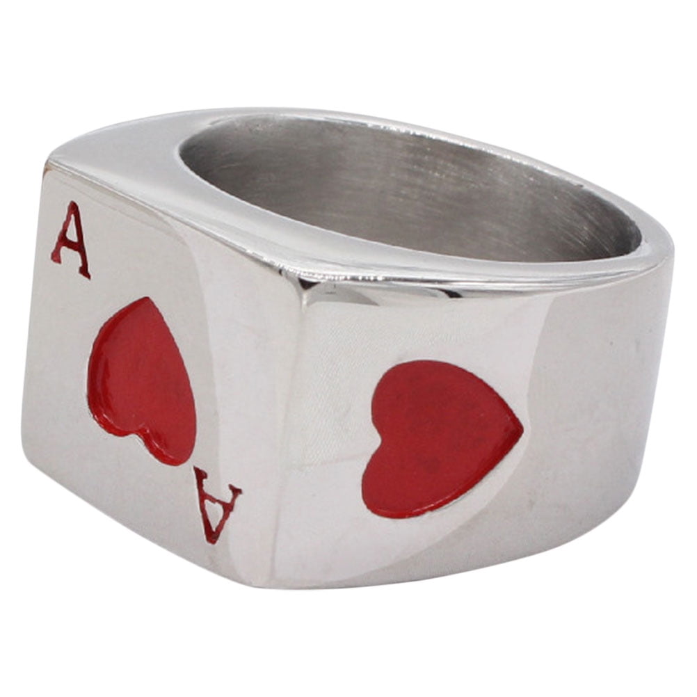 HOMEMAXS Red Titanium Steel Poker Ring for Men Stylish Daily Finger ...